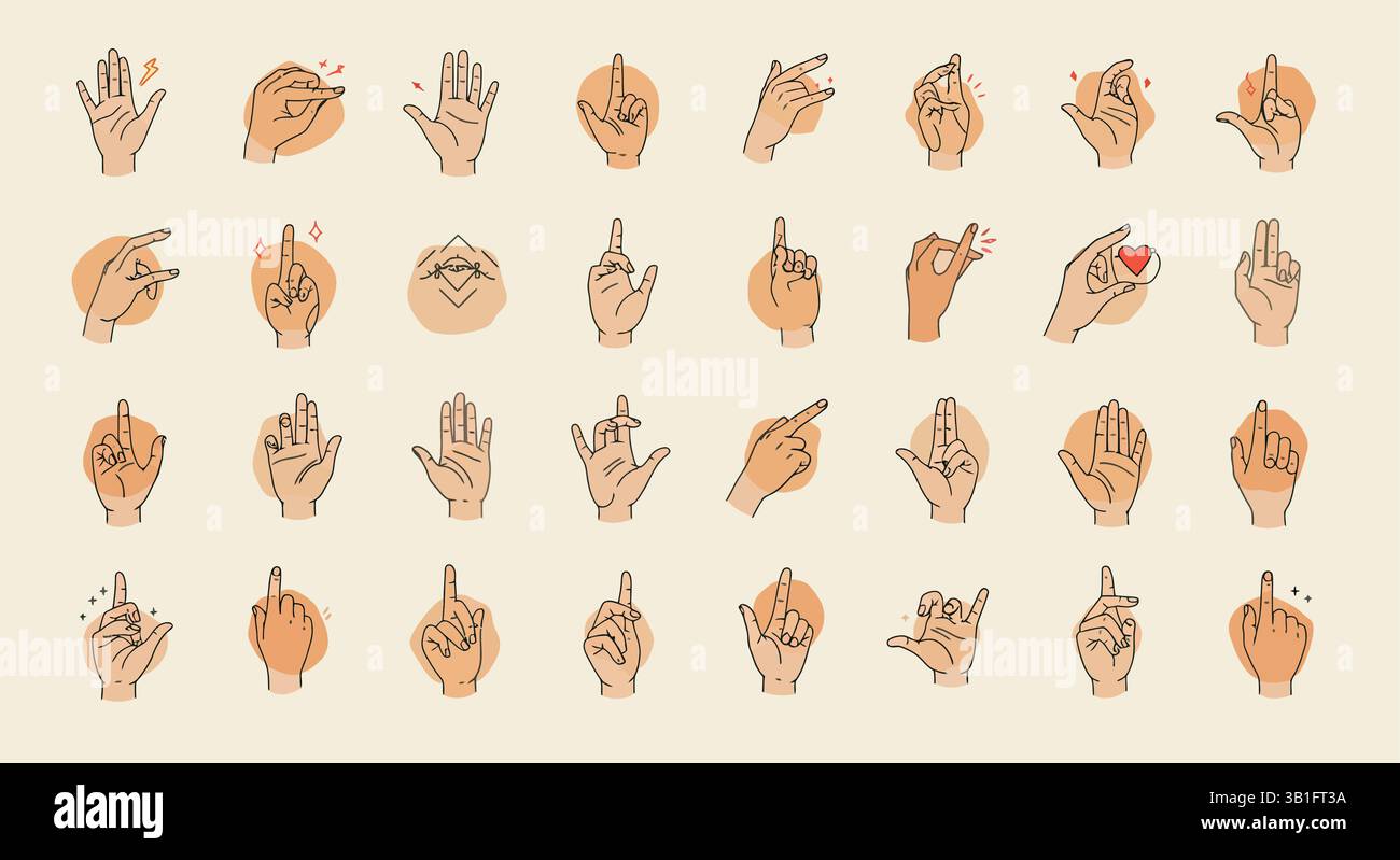 Hand Gesture Symbol Collection, Communication and Sign Language Icons ...