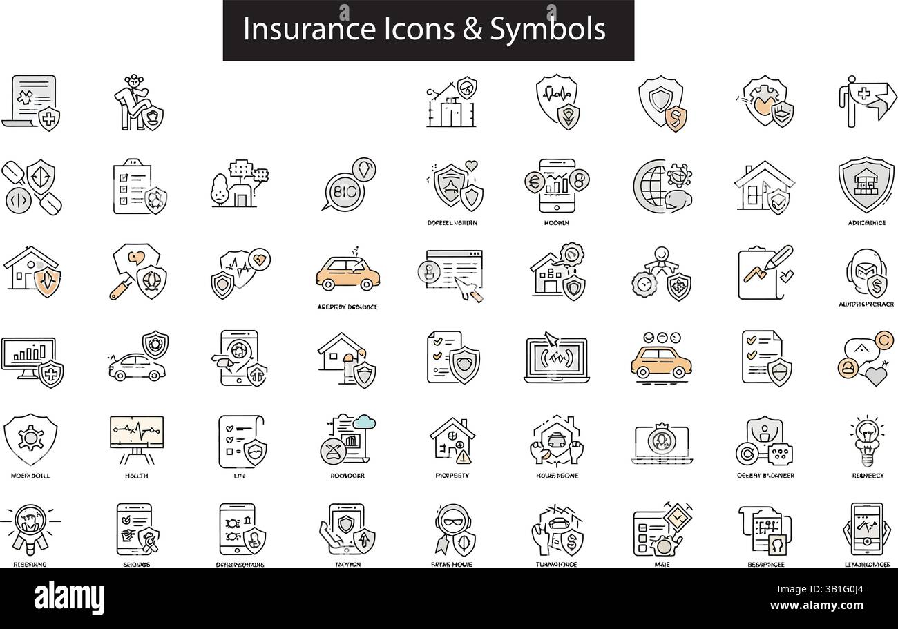 Insurance Icon Collection for Protection Plans, Financial Security ...