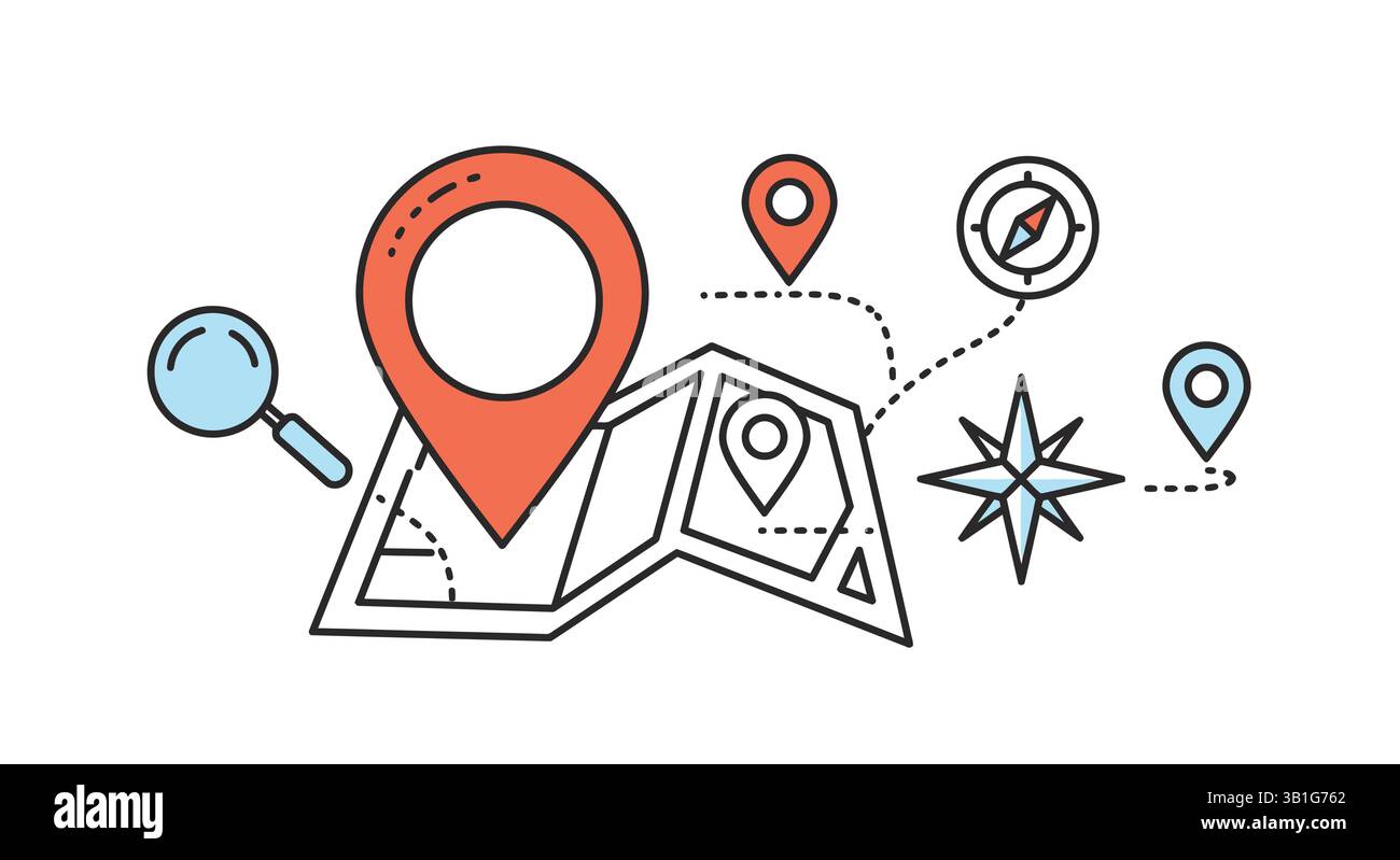 Directional map symbols hi-res stock photography and images - Alamy