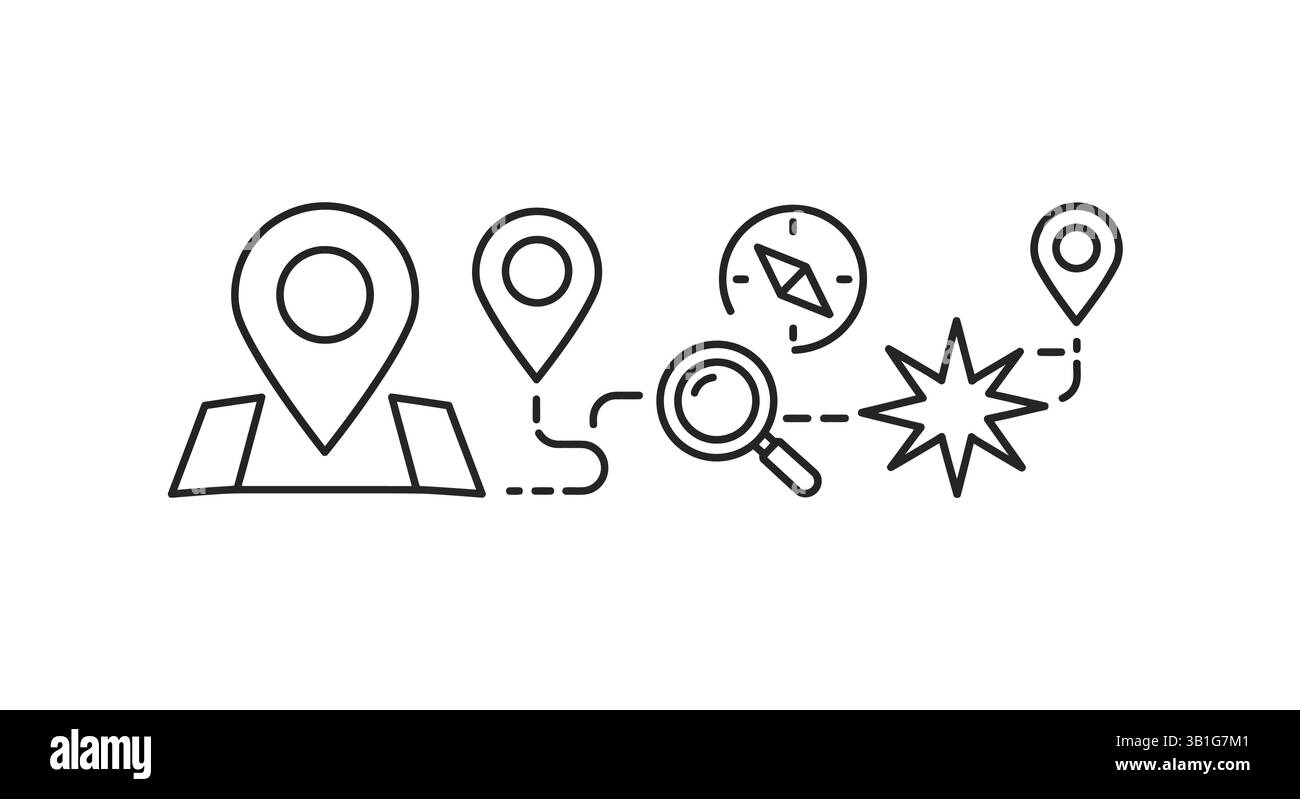 Map marker symbols collection Black and White Stock Photos & Images - Alamy