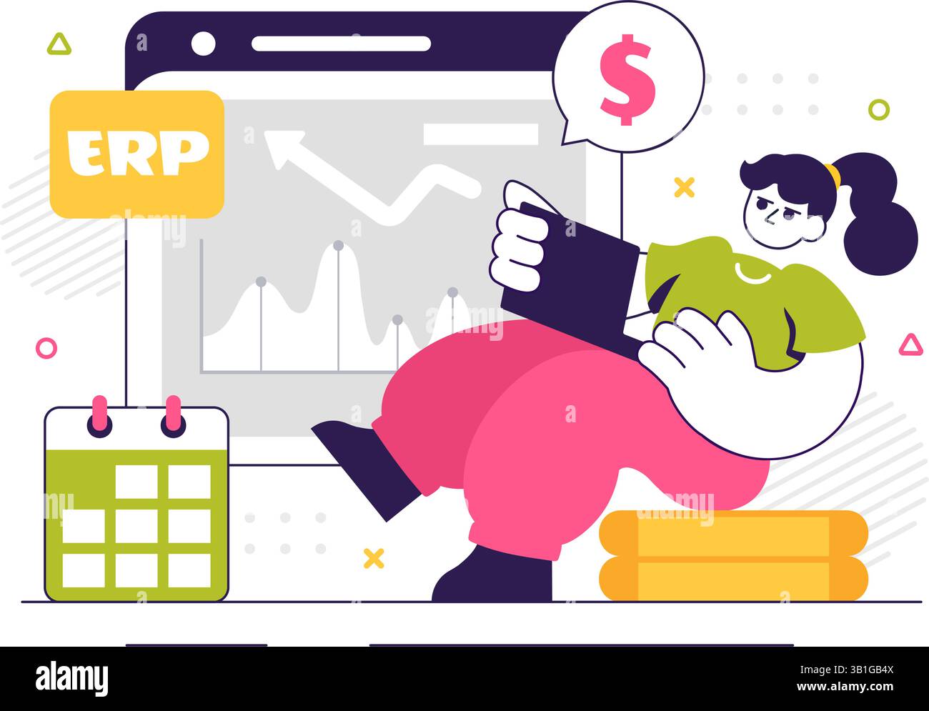 ERP Enterprise Resource Planning System Vector Illustration featuring ...