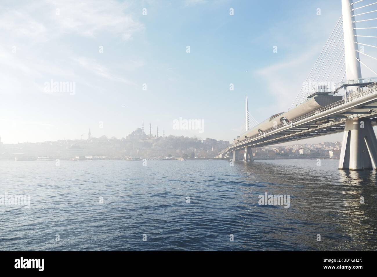 turkey istanbul 23 march 2025. Golden Horn view of a modern bridge in ...
