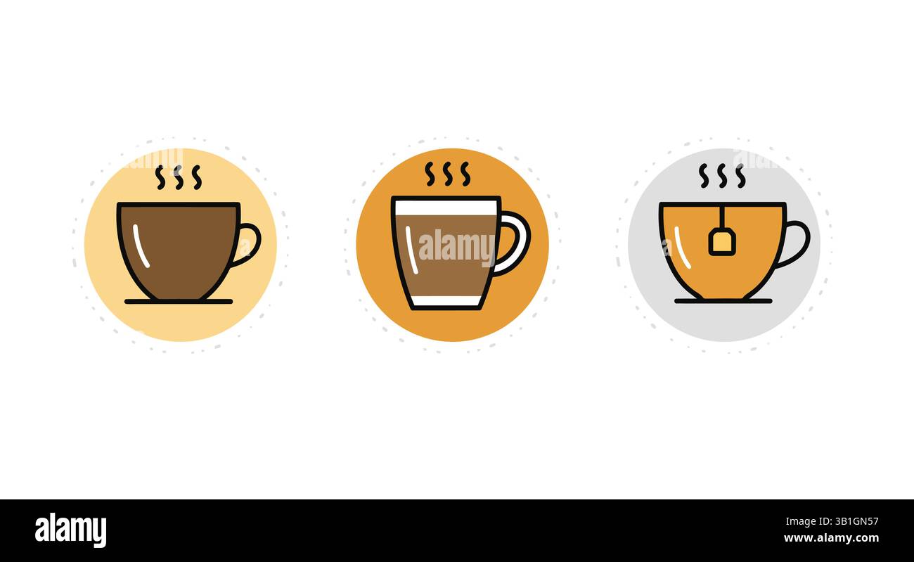 Coffee & Tea Icon Set Editable for Beverage Design, Café Logos, and ...