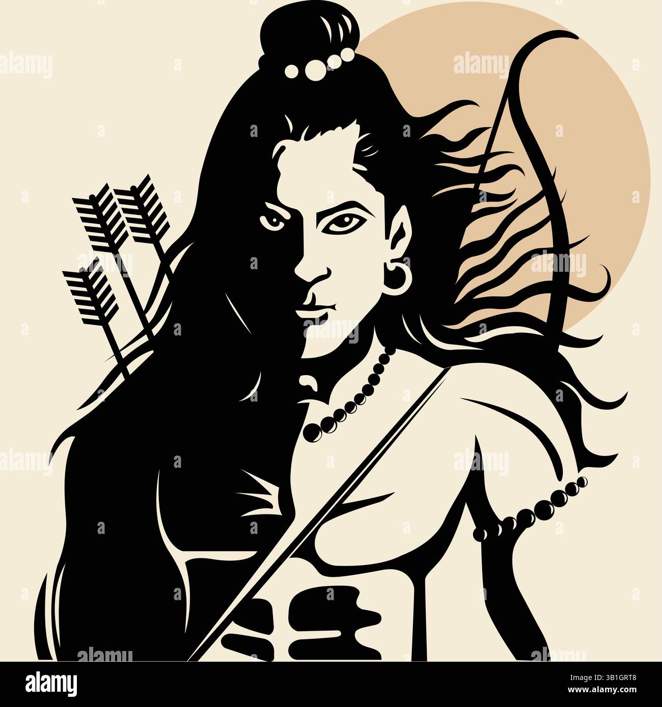 Lord Ram Vector Illustration – Hindu Mythology Art Stock Vector Image ...