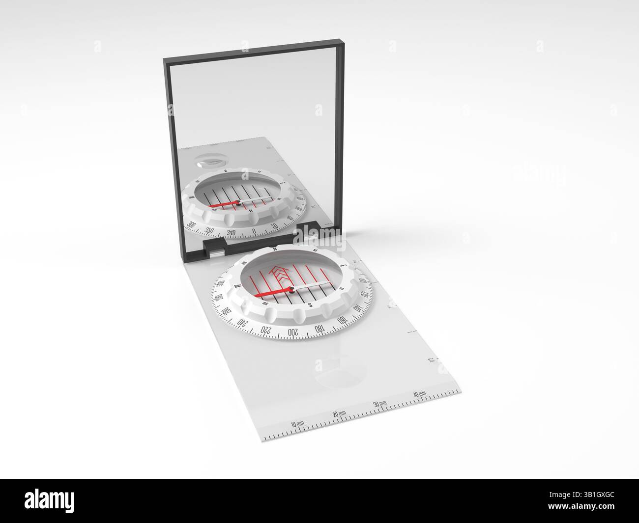 Mirror compass on a white background. 3d illustration Stock Photo - Alamy