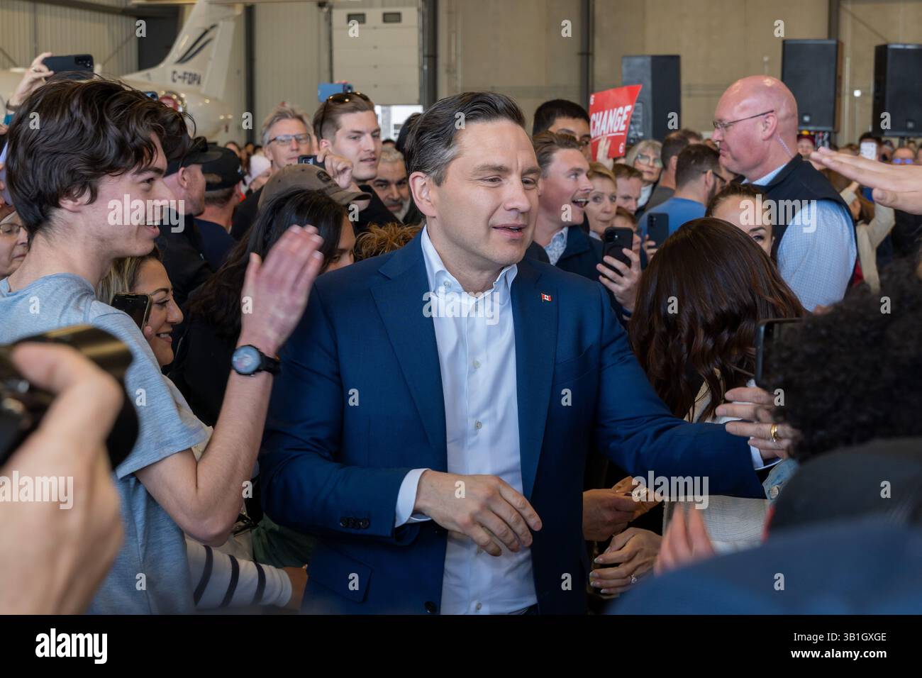 Calgary, Canada. 25th Apr, 2025. Conservative leader Pierre Poilievre ...