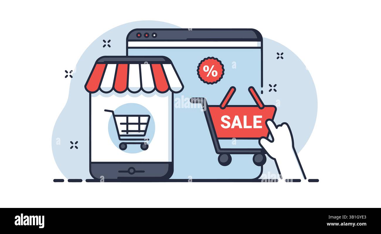 E-Commerce Shopping Cart Icons and Online Marketplace Sales Symbols for ...