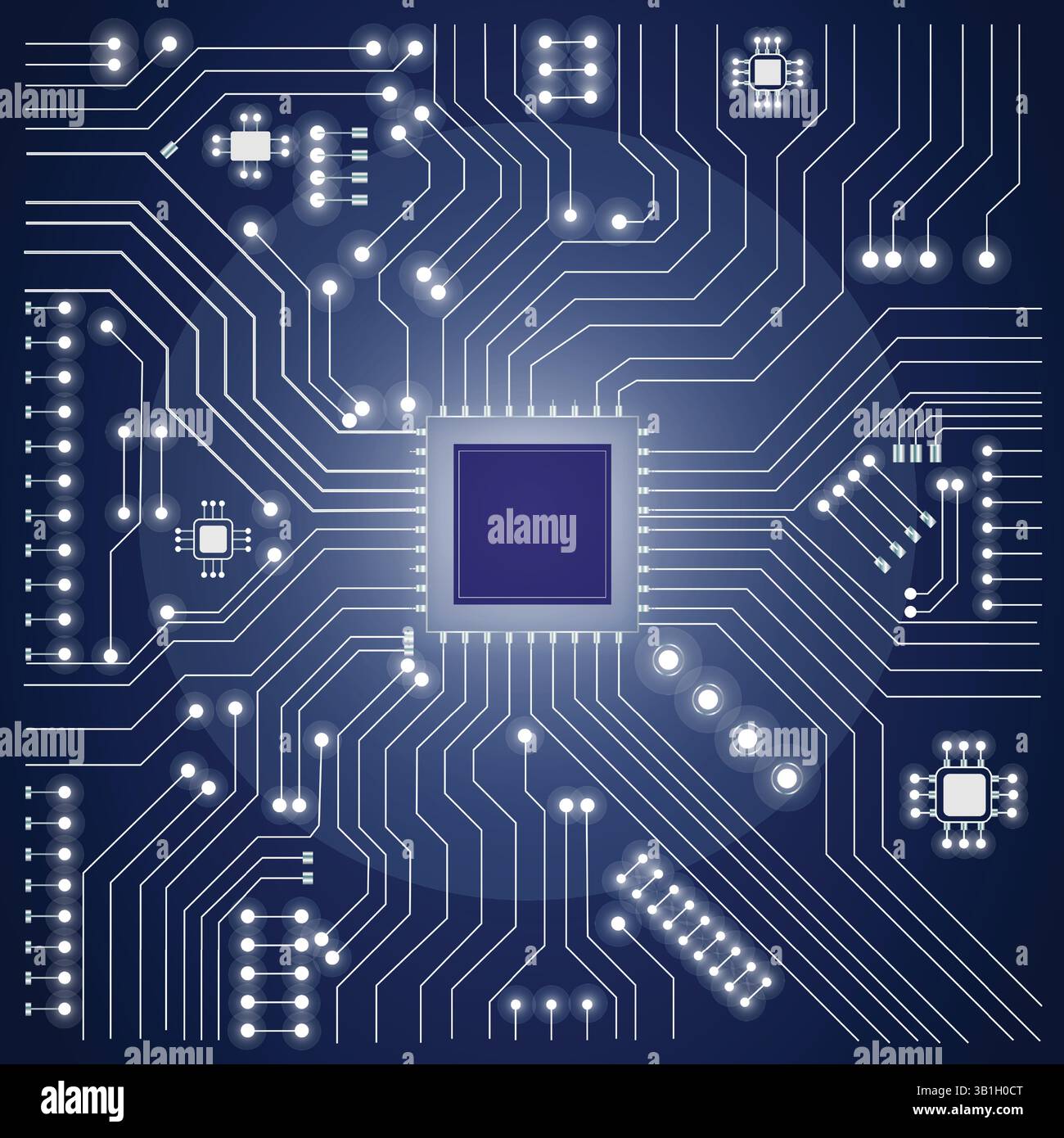 Ai technology circuit glowing blue Stock Vector Images - Alamy