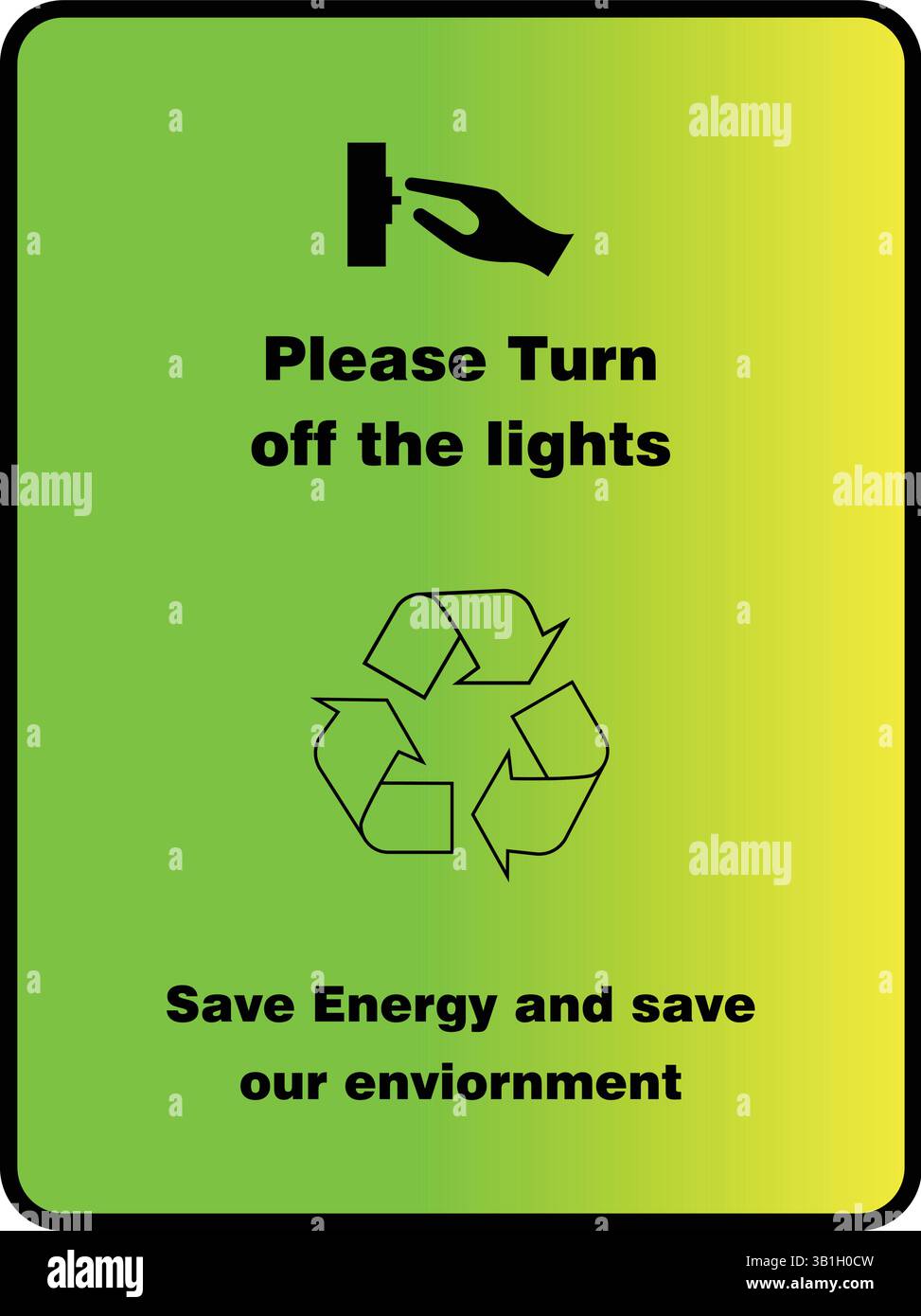 Energy Conservation Sign: Turn Off Lights and Save Environment Stock ...