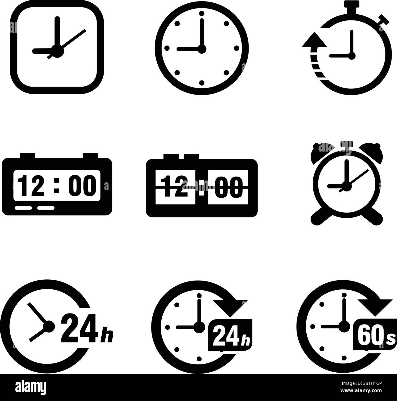 Vector Time and clock icon set Stock Vector Image & Art - Alamy