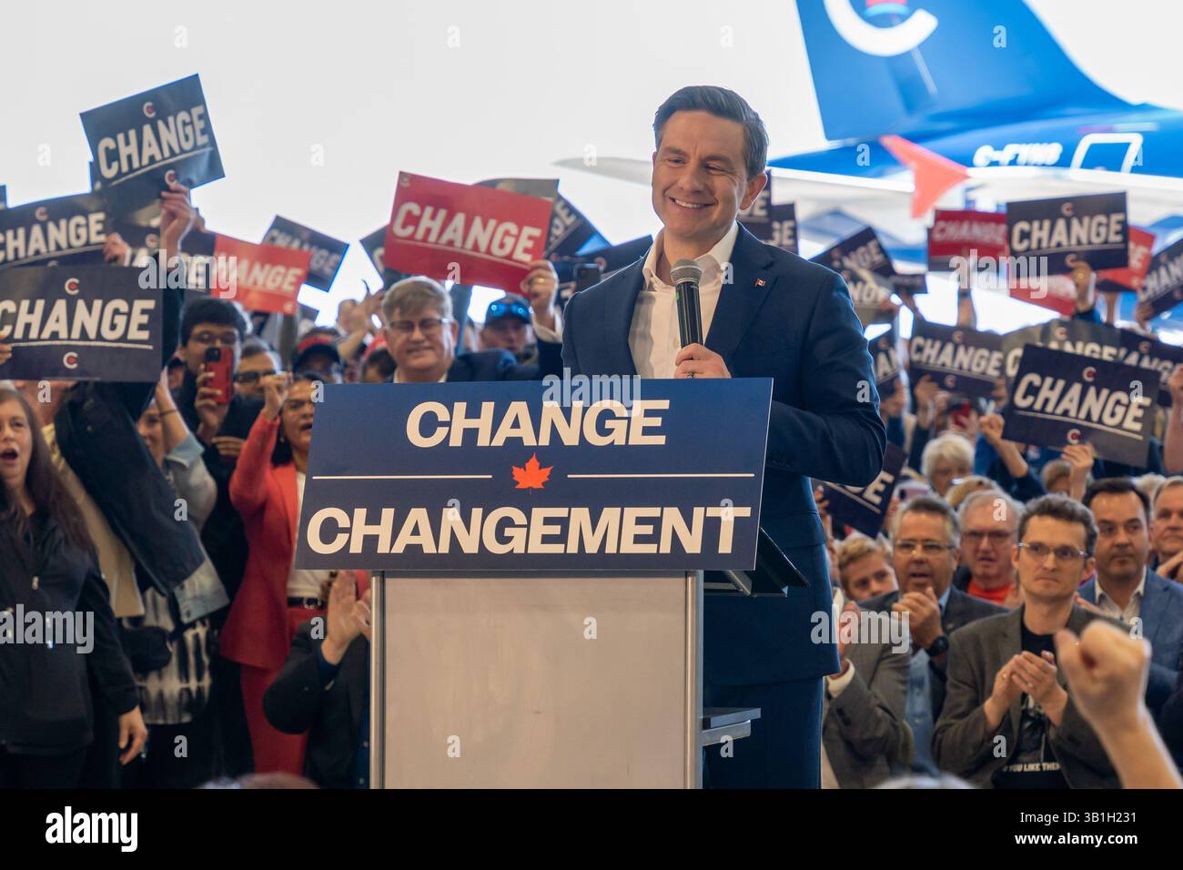 Calgary, Canada. 25th Apr, 2025. Conservative leader Pierre Poilievre ...