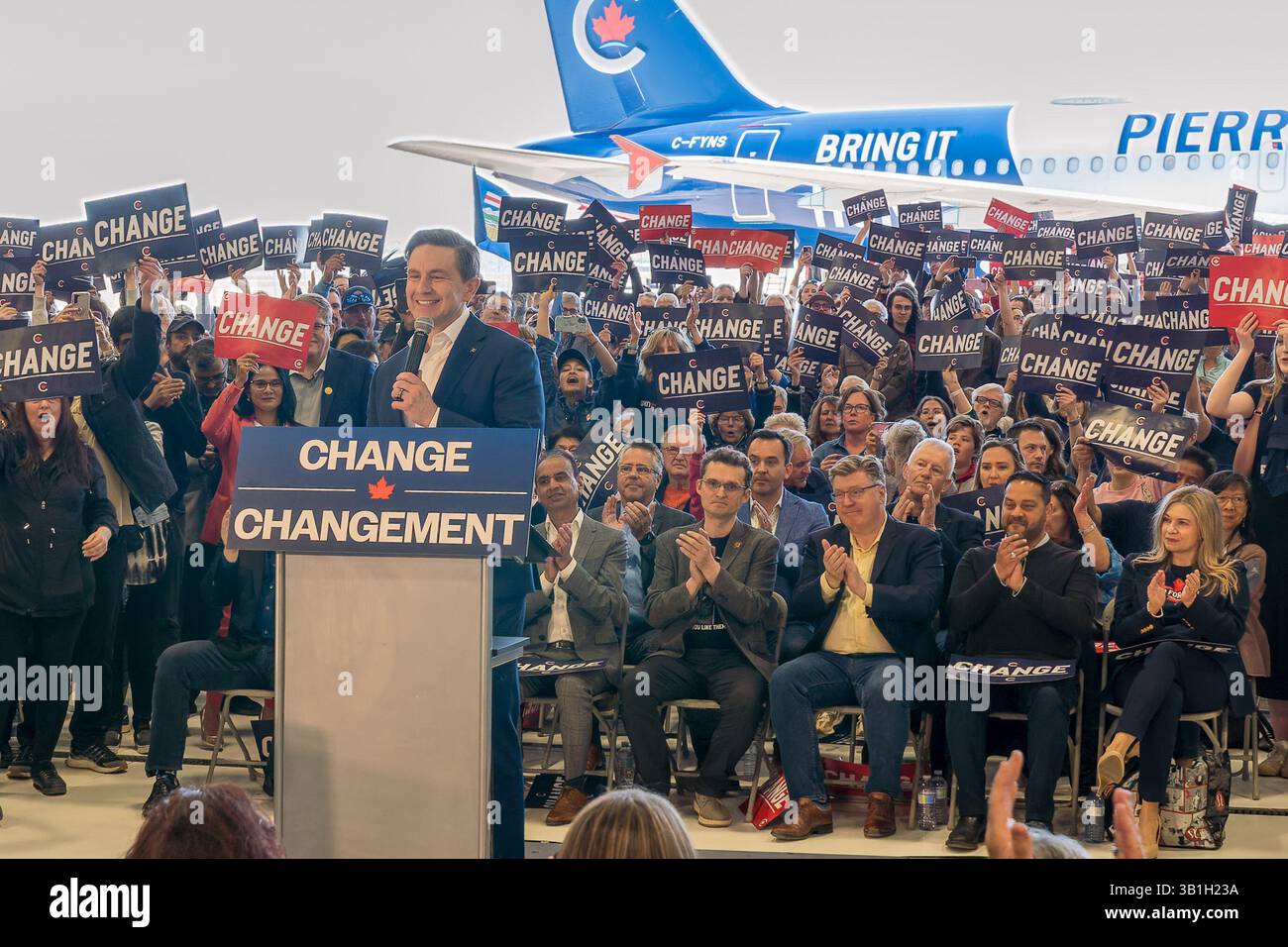 Calgary, Canada. 25th Apr, 2025. Conservative leader Pierre Poilievre ...
