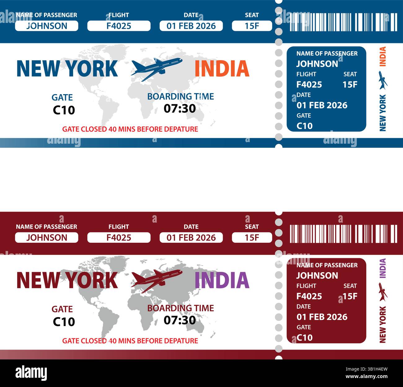 Vector Airline Ticket and Boarding Pass Design Stock Vector Image & Art ...