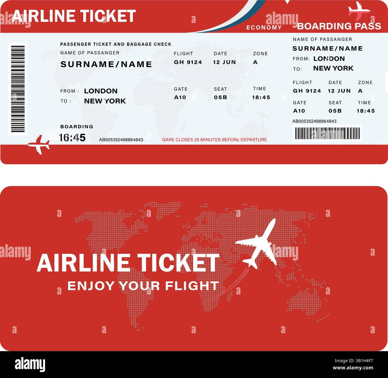 Vector Airline Ticket and Boarding Pass Design Stock Vector Image & Art ...