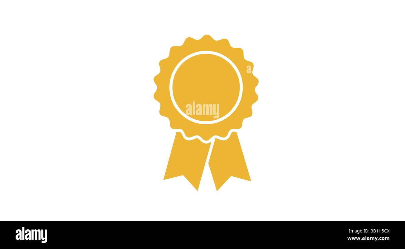 Golden Award Ribbon Icon - Prestigious Achievement Badge, Winner ...