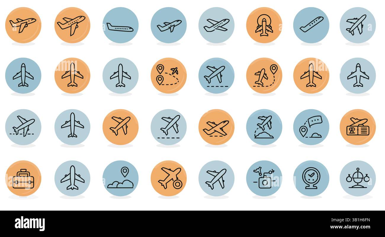 Aviation Icon Set - Flight and Travel Symbols Collection, Airplane ...
