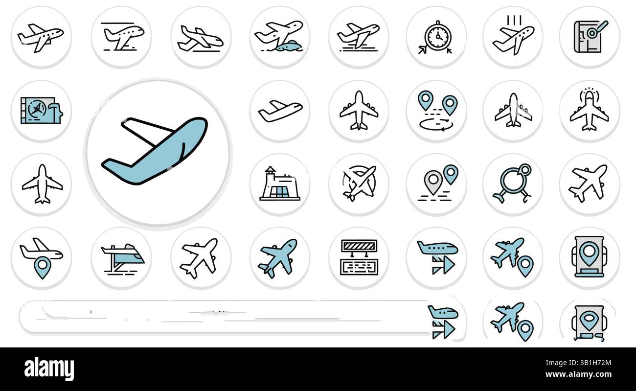 Aviation Icon Set - Flight and Travel Symbols Collection, Airplane ...