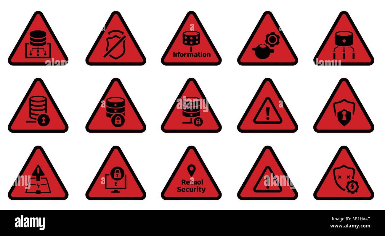 Security Alert Icons Set - Warning Signs for Data Protection ...