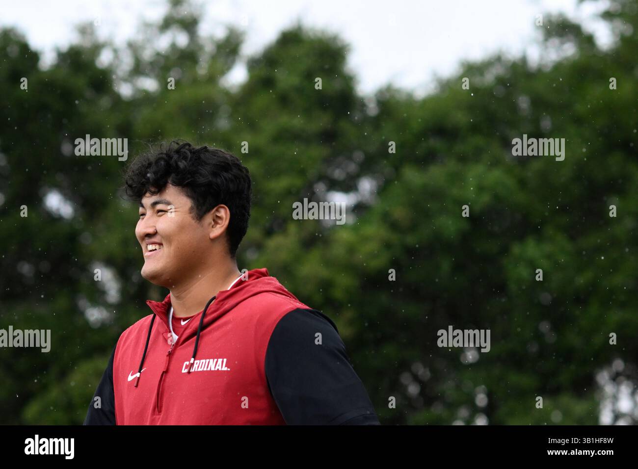 Stanford's Rintaro Sasaki stands on the field before an NCAA college ...