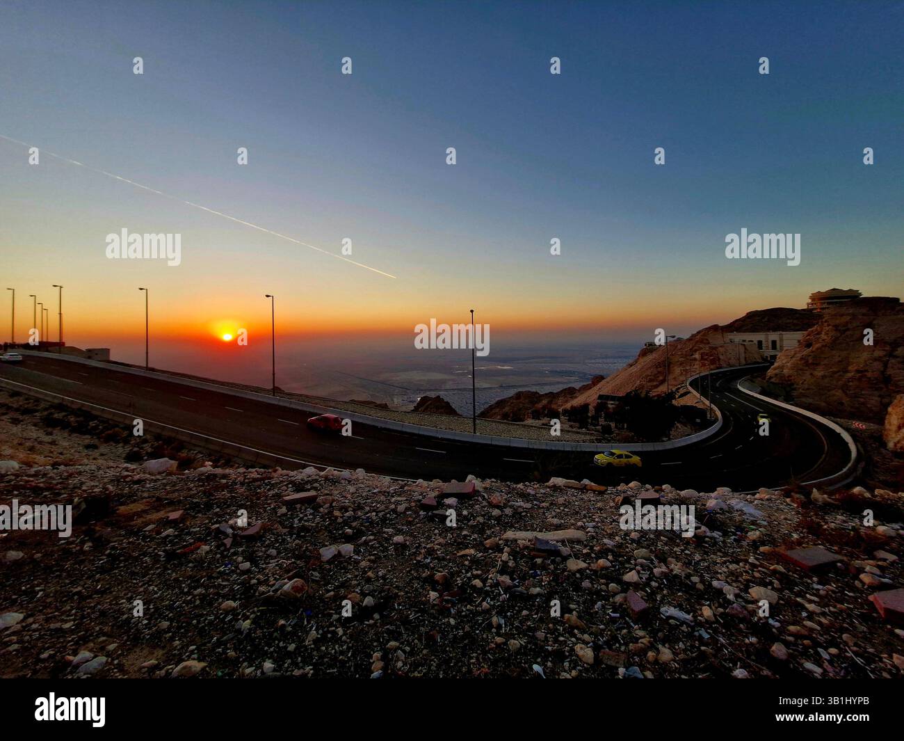 jebel hafeet mountain dubai sunset background , Al Ain, UAE Stock Photo ...