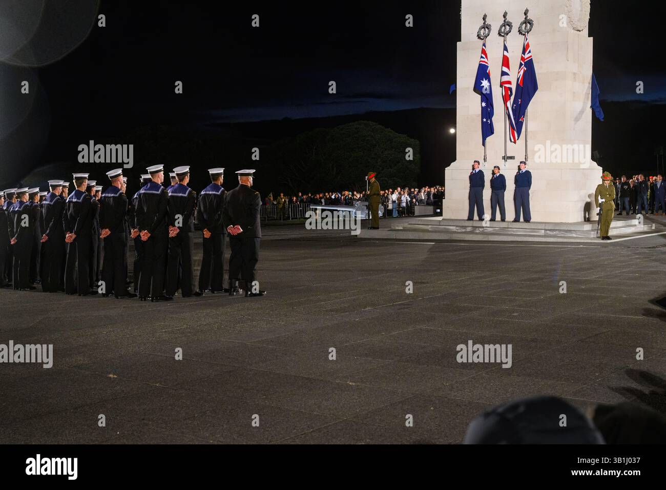 Auckland, New Zealand - April 25 2025: Military personnel and civilians ...