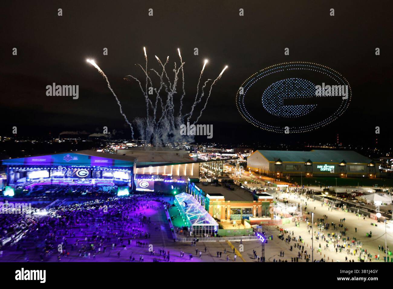 Firework and drone show takes place after the third round of the NFL ...