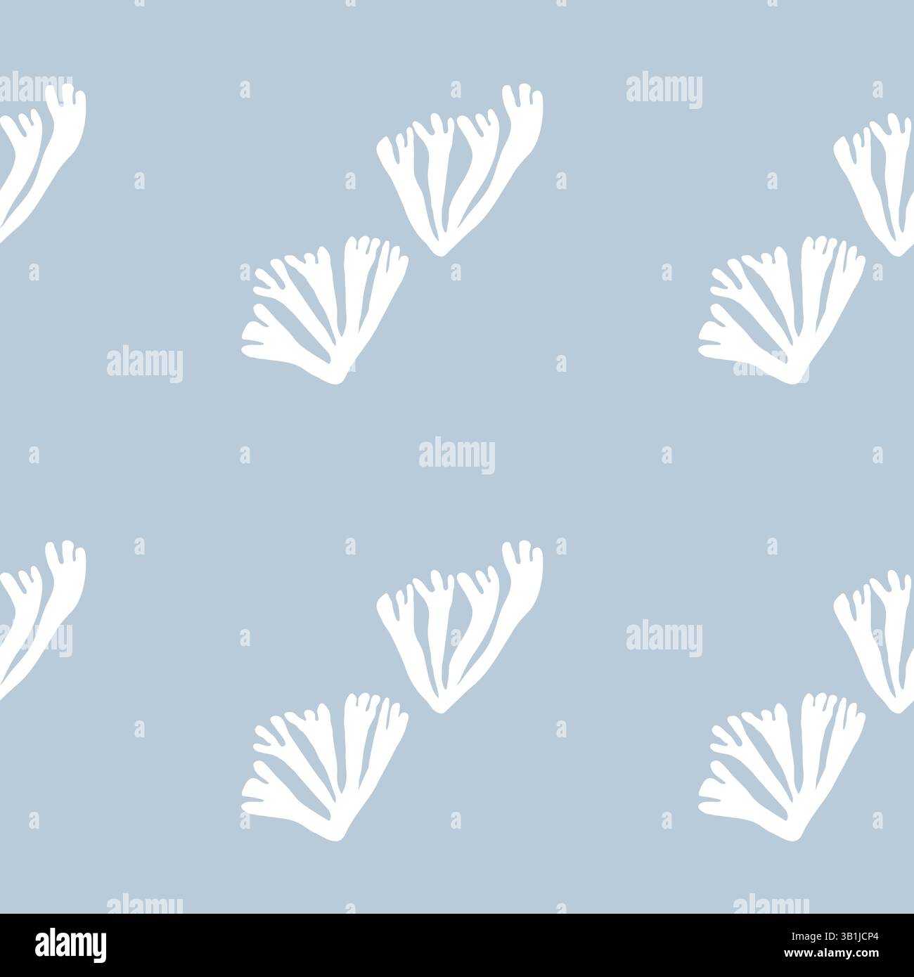 Seaweed seamless pattern on soft blue background with minimal marine ...