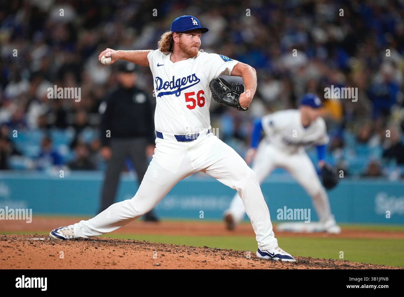 Los Angeles Dodgers relief pitcher Noah Davis throws to the plate during the eighth inning of a ...