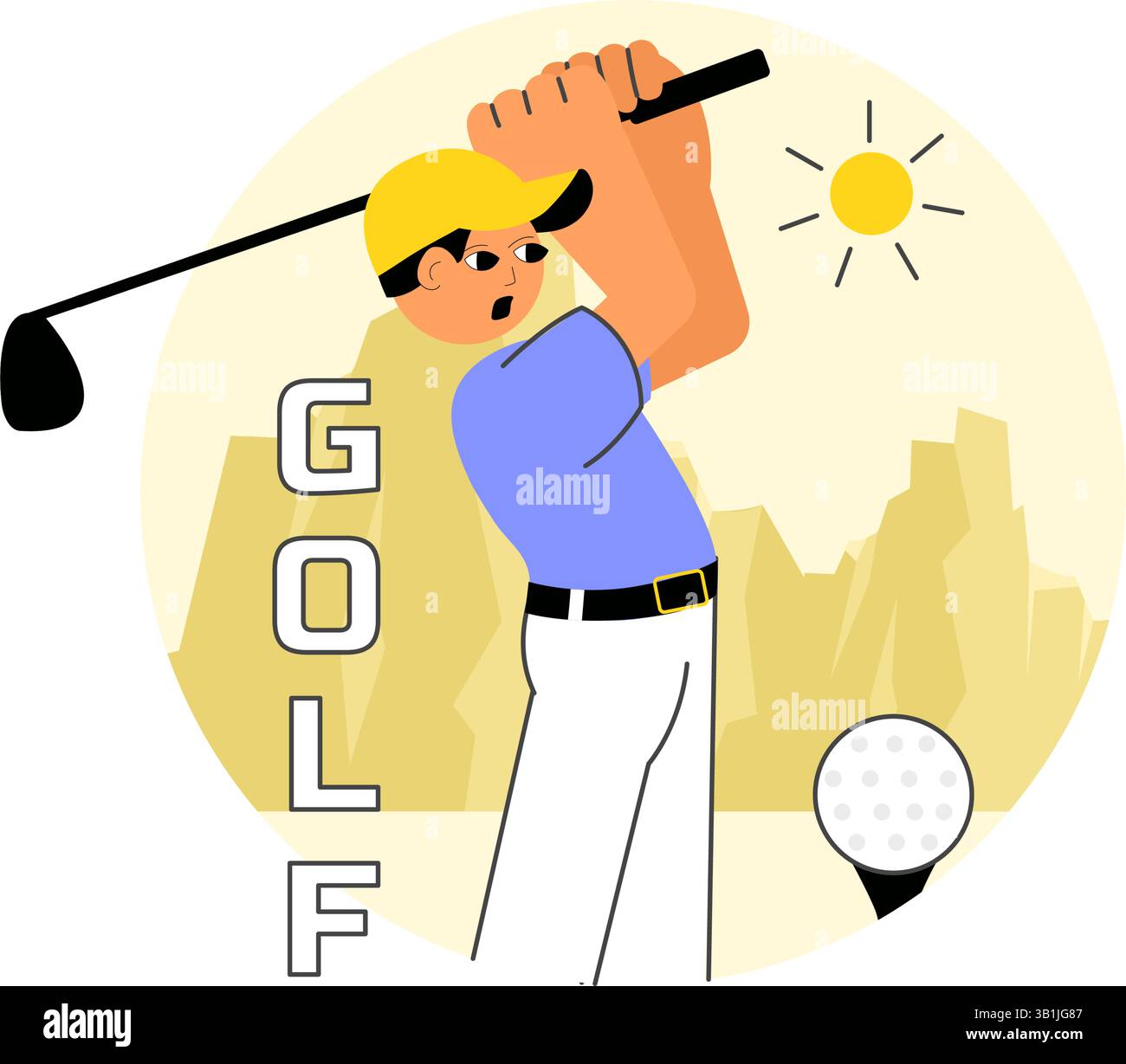 Golf Sport Vector Illustration Featuring Flags, Golf Cart, Clubs, Green ...