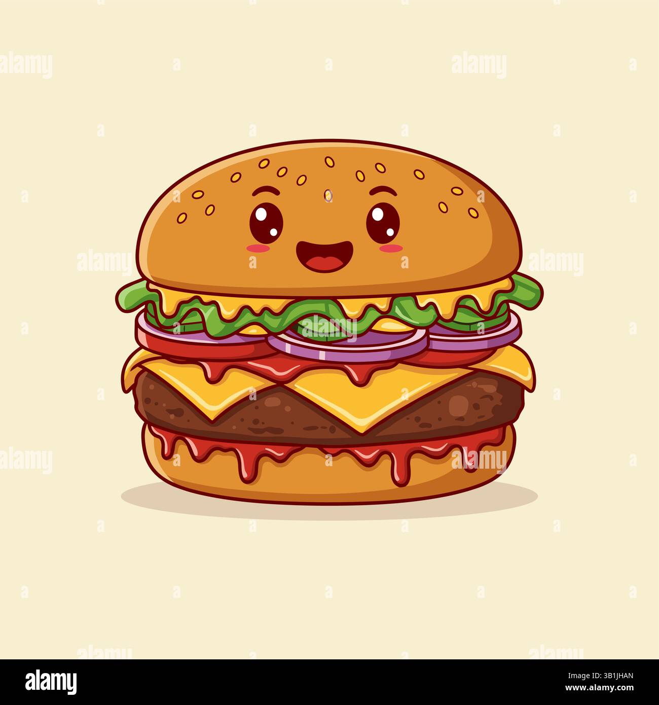 Cute Cheeseburger Cartoon Vector Illustration Stock Vector Image & Art ...