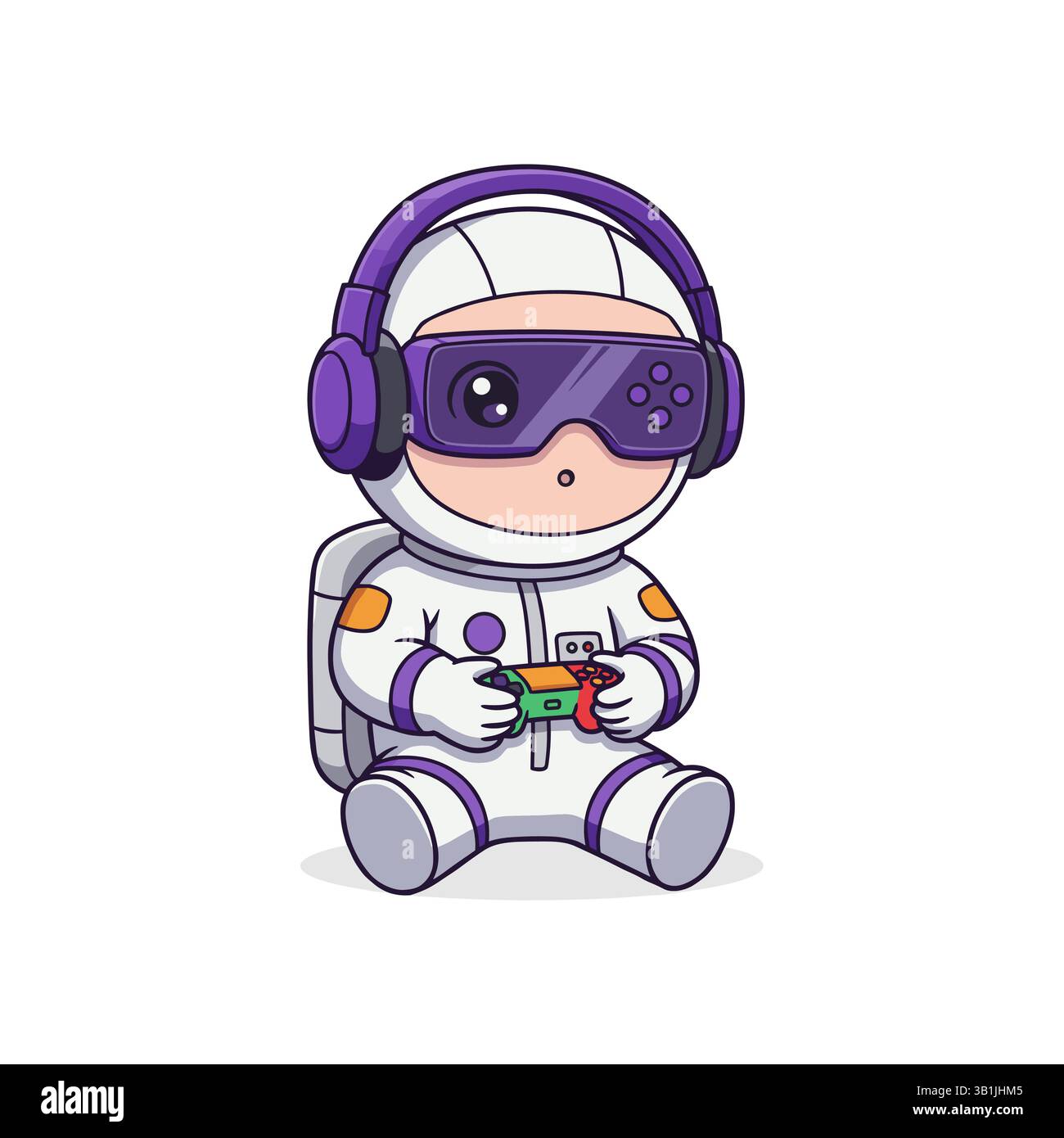 Cute Astronaut Playing Game Joystick Cartoon Vector Icon Illustration ...