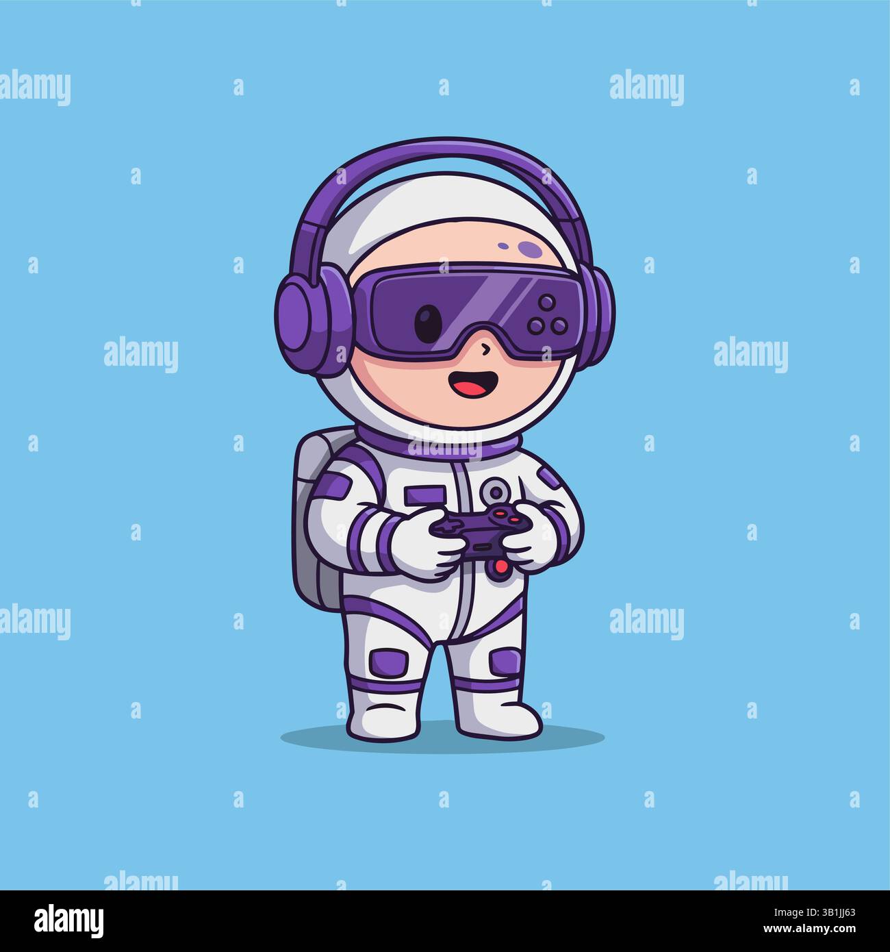 Cute Astronaut Playing Game Joystick Cartoon Vector Icon Illustration ...