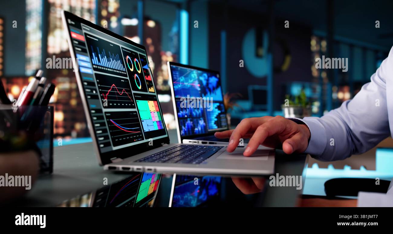 Data Analyst Using Data Analytics KPI Dashboard Stock Photo - Alamy