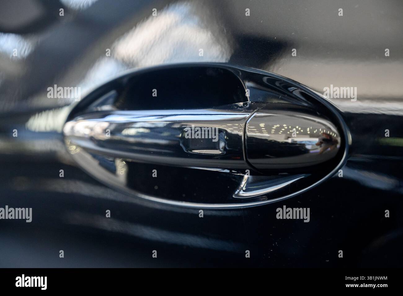 Modern door handle new car. Smart retractable door handles. Car ...