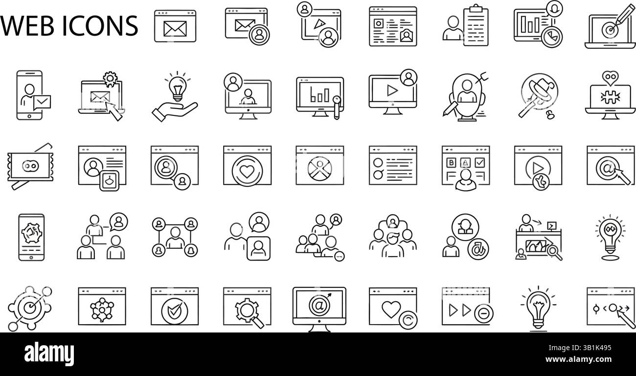 Web Icons - Internet Graphics, Website Interface Symbols, and Modern UI UX Design Elements for ...