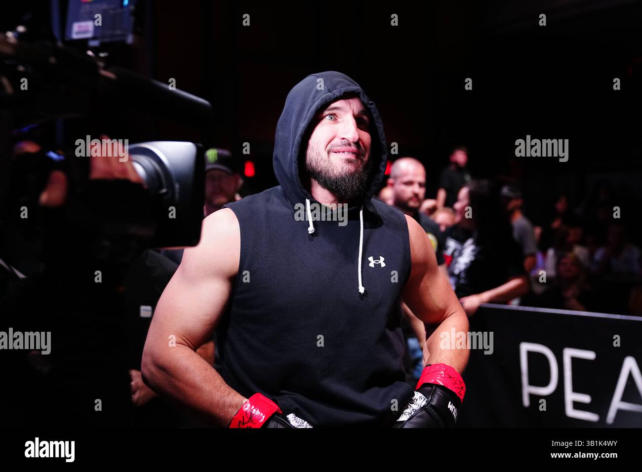 LAS VEGAS, NV - APRIL 25: Artom Cula and John Moore steps in the cage ...