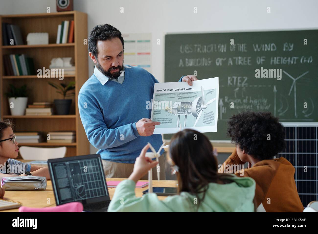 Teaching Lesson on Renewable Energy in Classroom Setting Stock Photo ...