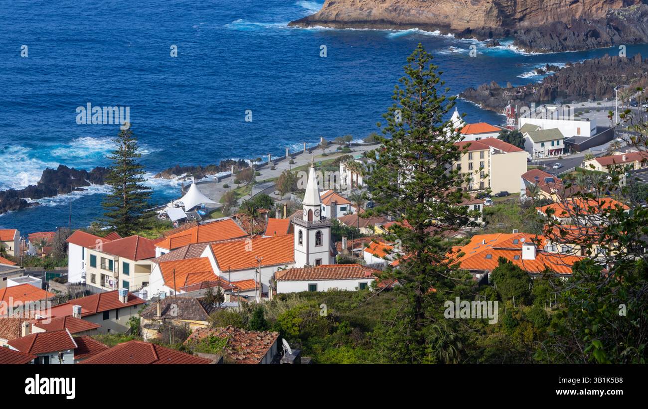 Scenic landscape of Porto Moniz city in Madeira Island, Portugal Stock ...