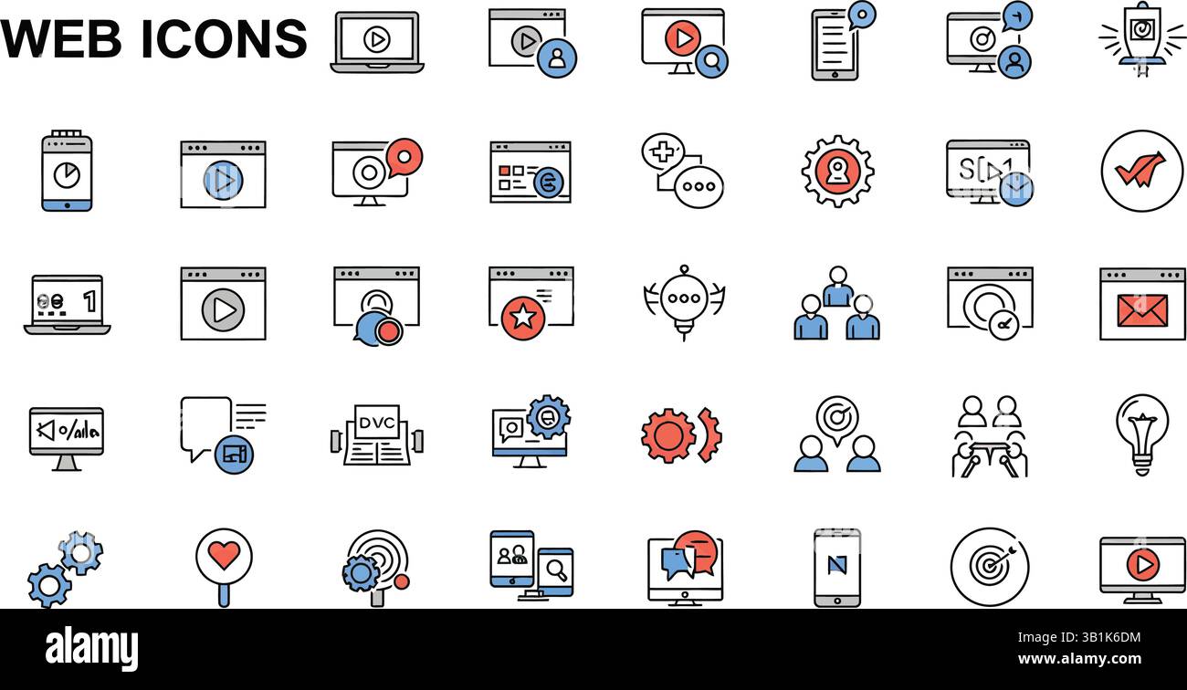 Web Icons - Internet Graphics, Website Interface Symbols, and Modern UI UX Design Elements for ...