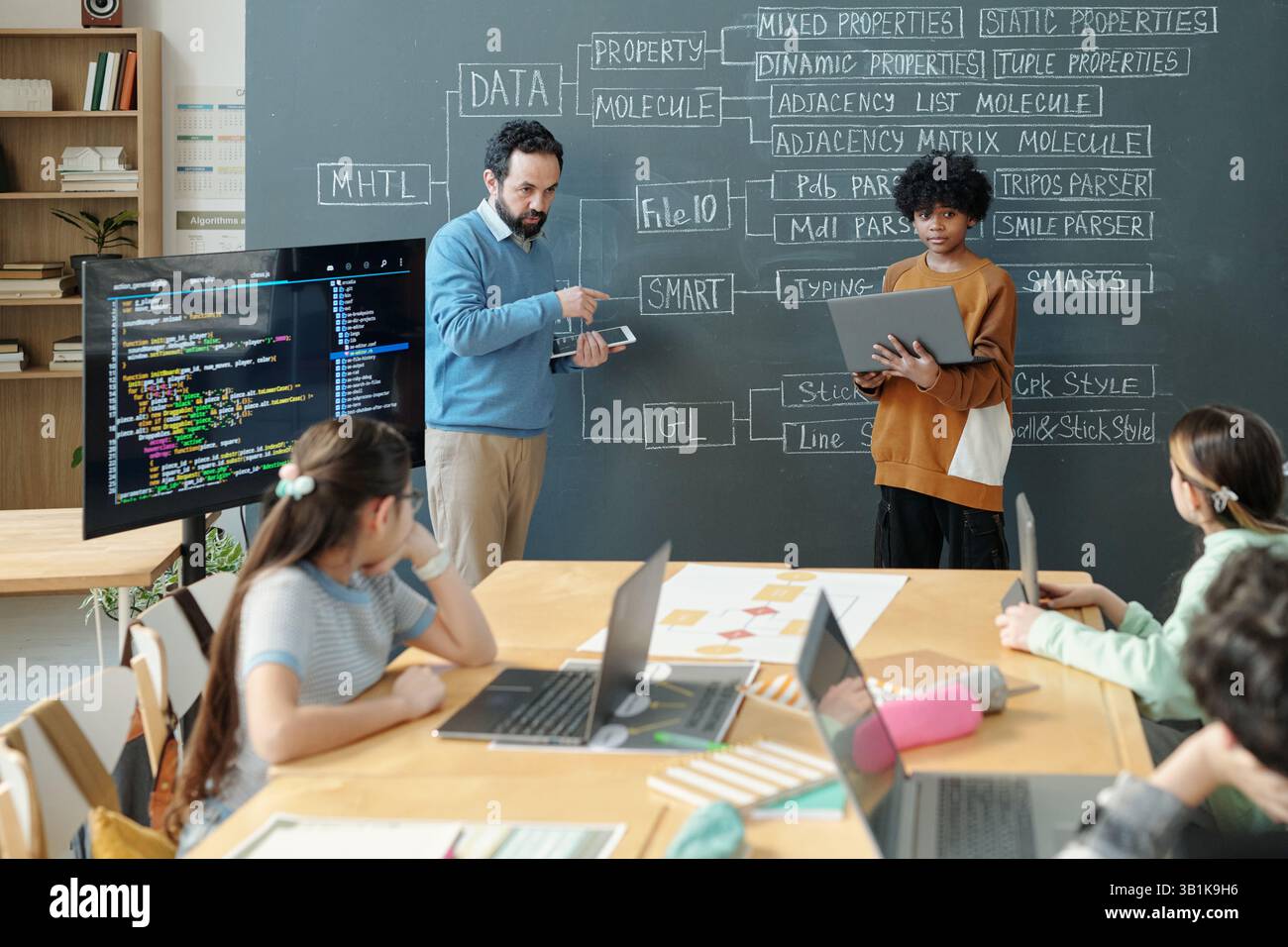 Educating Students in Modern Classroom With Digital Devices Stock Photo ...