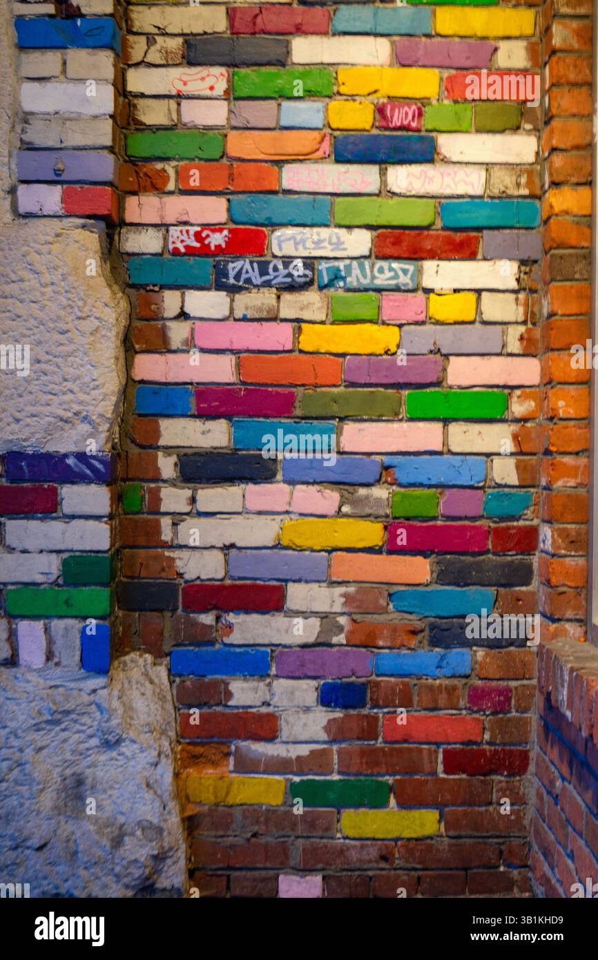 A colourful painted brick pattern along Main Street in Mount Pleasant ...