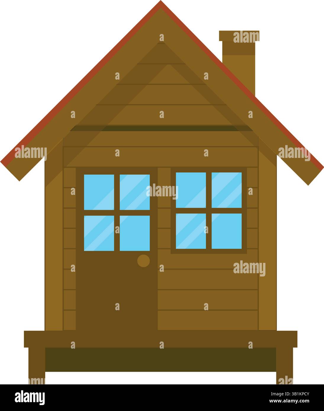 Vector illustration of a wooden house. Cute cabin isolated on white ...