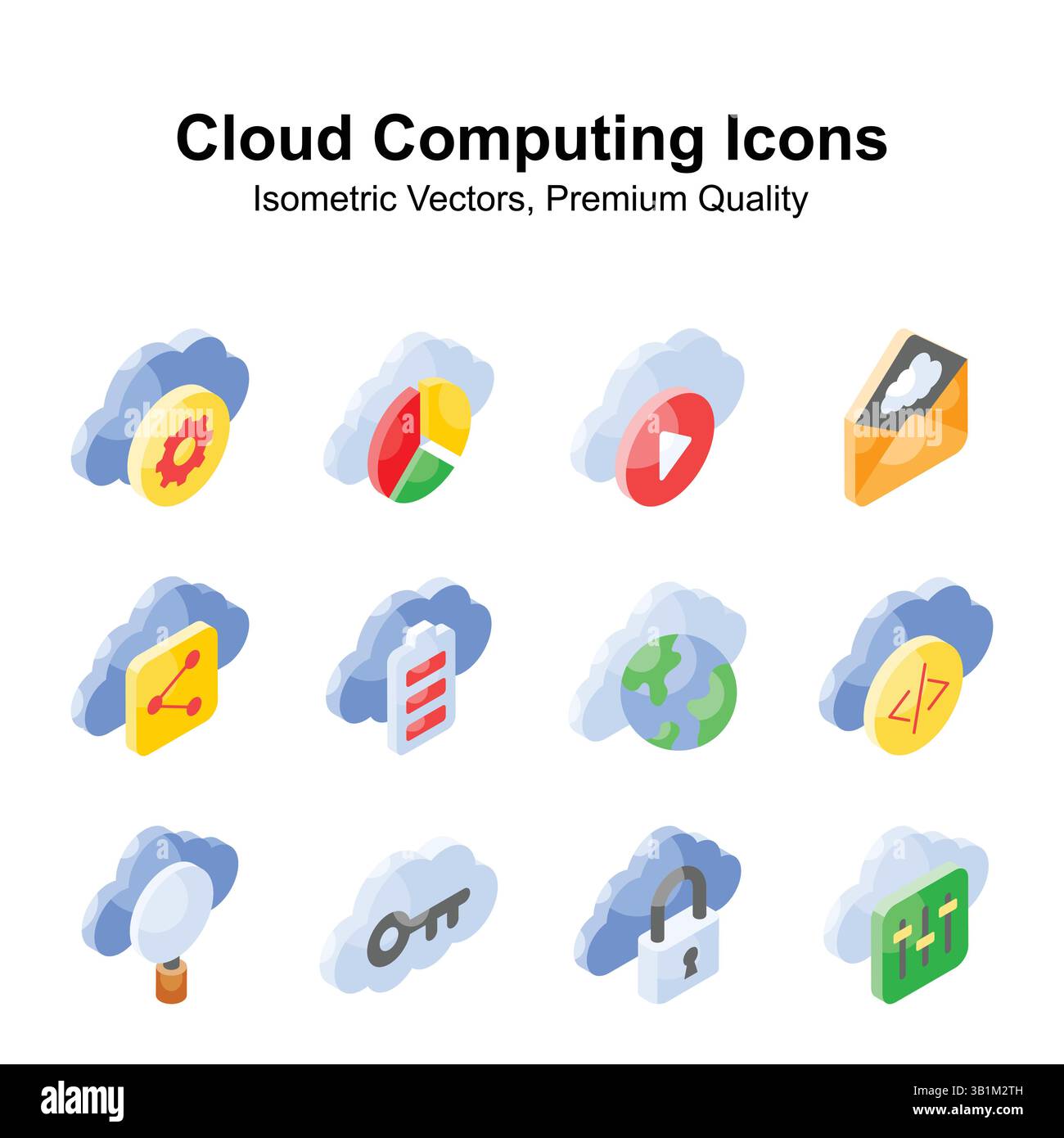 Get your hold on this creative cloud computing isometric vectors set, ready for premium use ...