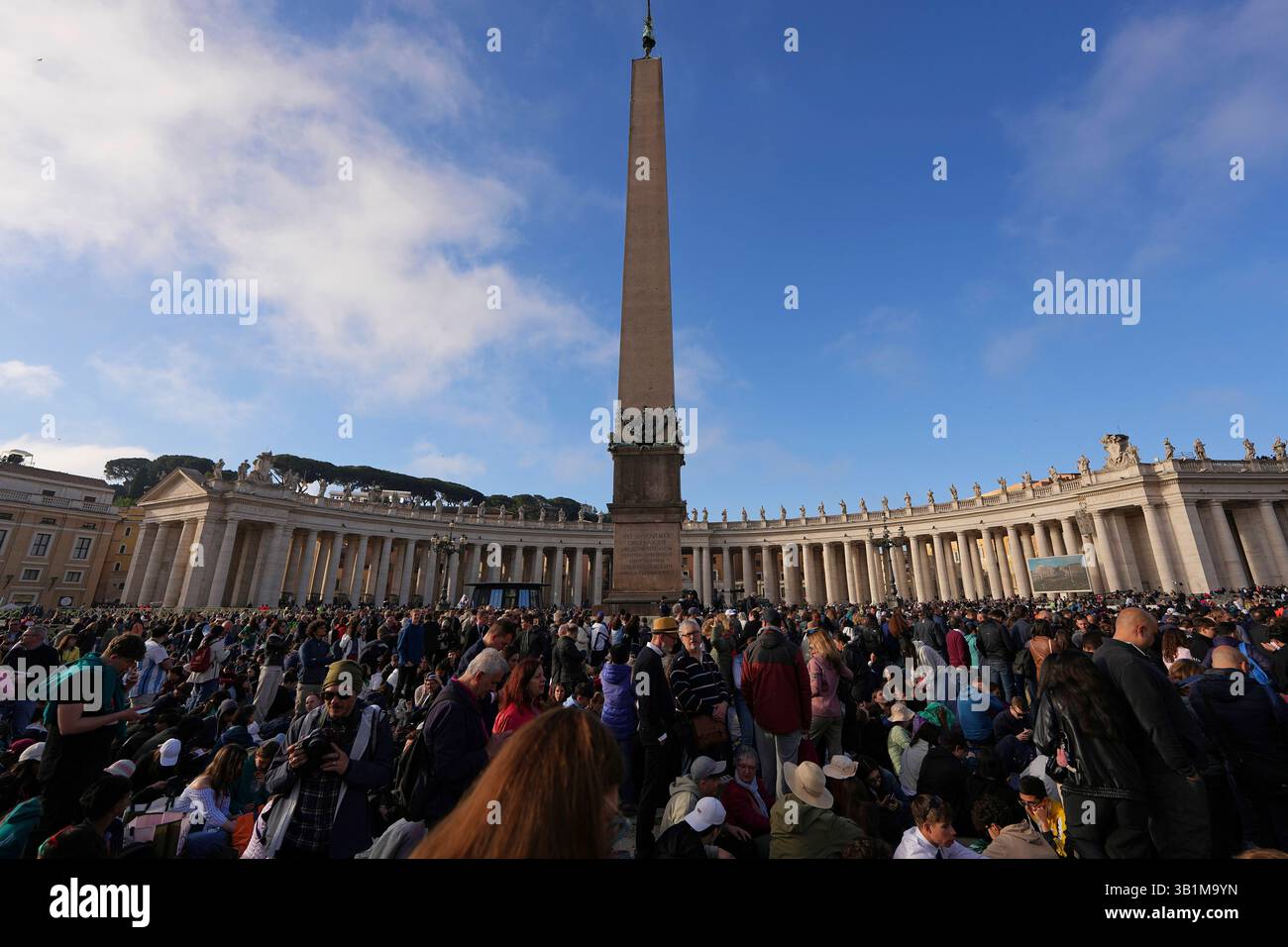 People gather for the funeral of Pope Francis in St. Peter's Square at ...