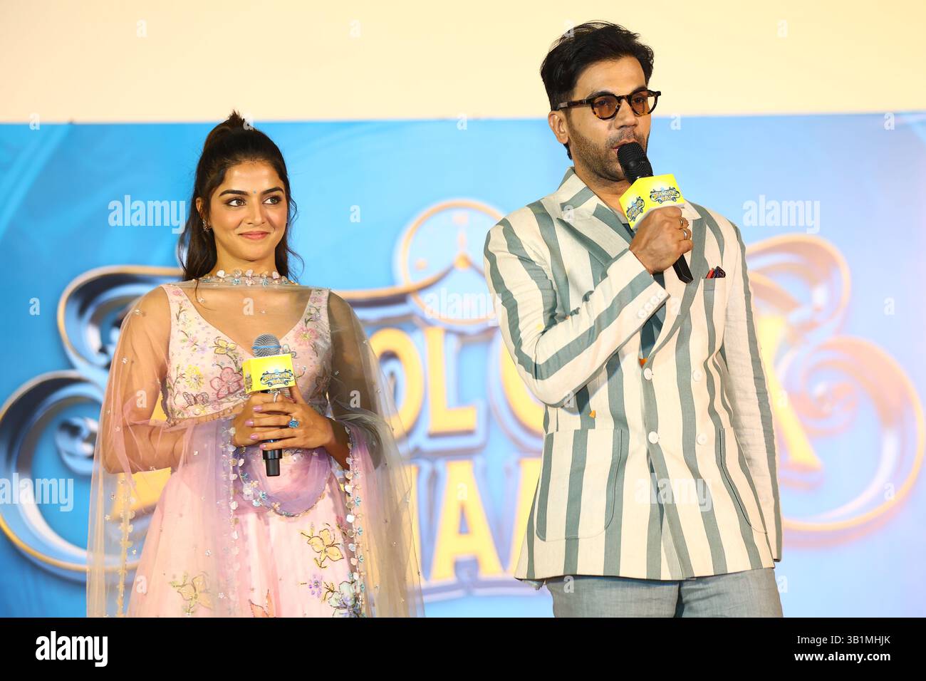 Jaipur, India. 25th Apr 2025. Bollywood actors Rajkumar Rao and Wamiqa ...