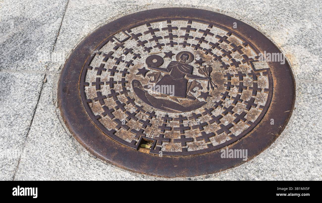 Saint Hallvard with millstone and arrows flanked by two lions, city ...