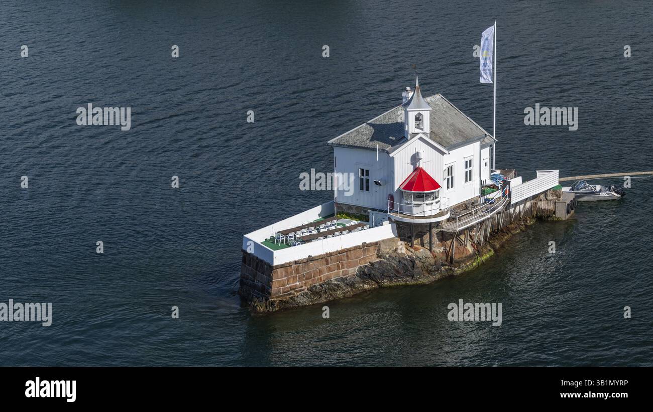 Dyna fyr, lighthouse, restaurant and landmark, Oslofjord, Oslo, Norway ...