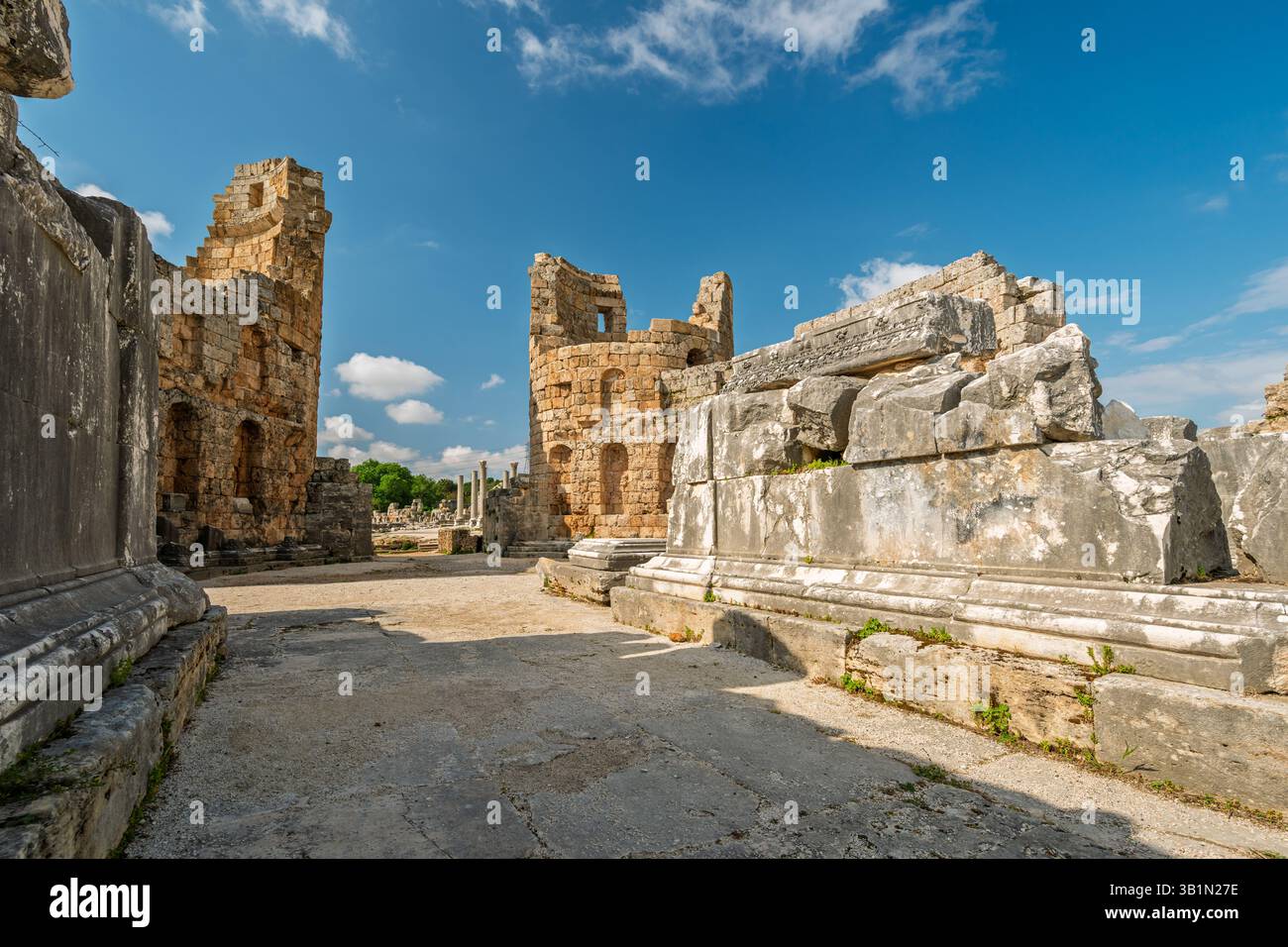 Ruins of the Hellenistic City Gate of the Ancient City of Perge (Perga ...