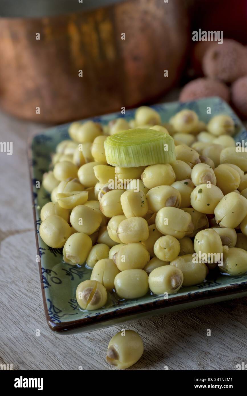 Asian cuisine: Boiled lotus seeds Stock Photo - Alamy
