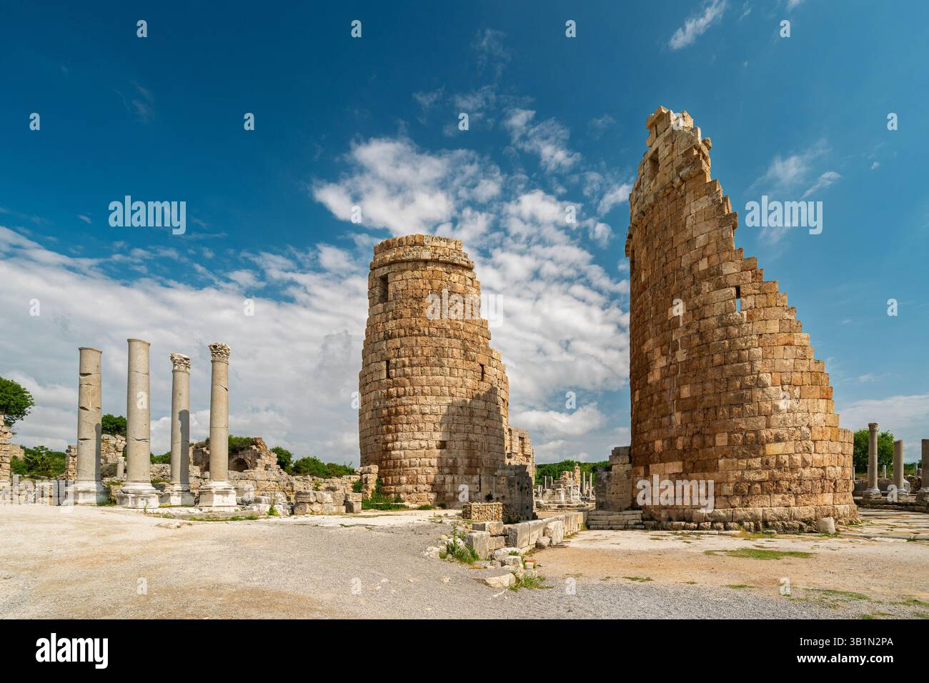 Ruins of the Hellenistic City Gate of the Ancient City of Perge (Perga ...